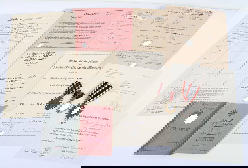 Ww2 German Artillery Regiment Medals, Citations And Wehrpass Grouping ...