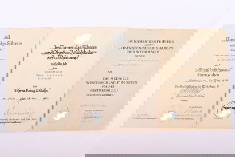 Ww2 German Artillery Regiment Medals, Citations And Wehrpass Grouping ...