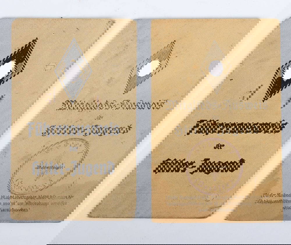 Third Reich German Hitler Youth Id Cards Auction