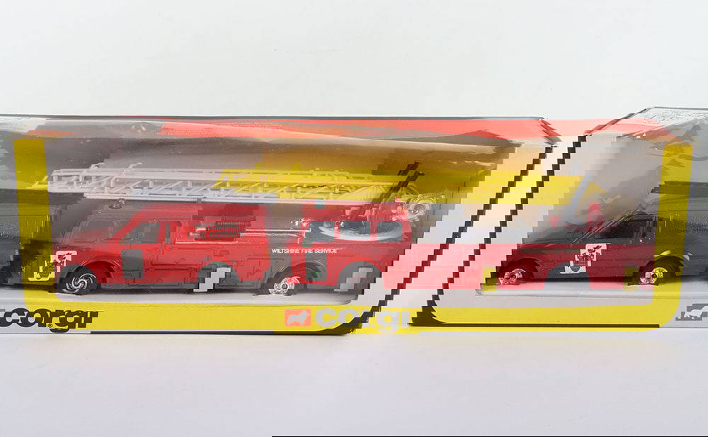 Corgi Toys Code 1 Wiltshire Fire Brigade Dennis T.l. And Ford Escort U ...