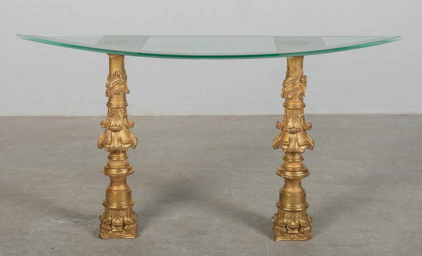 Pareja De Columnas Barrocas Realizadas En Madera Y