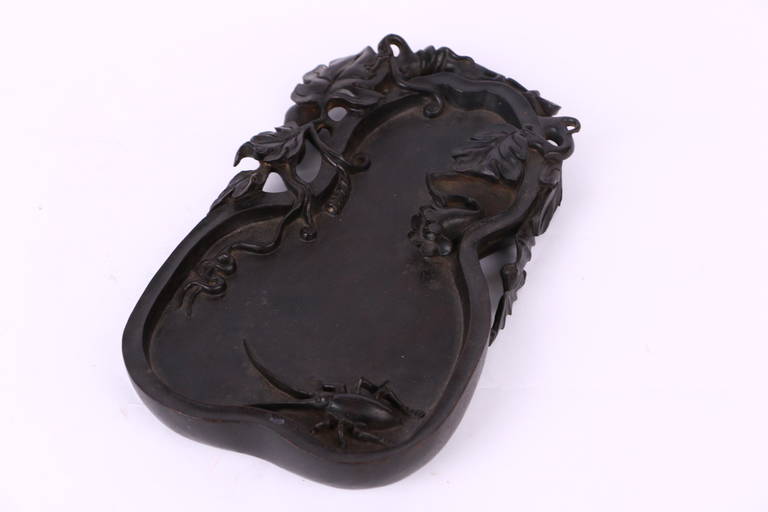Rosewood Inkstone With Peaches Design ,qing Dynasty