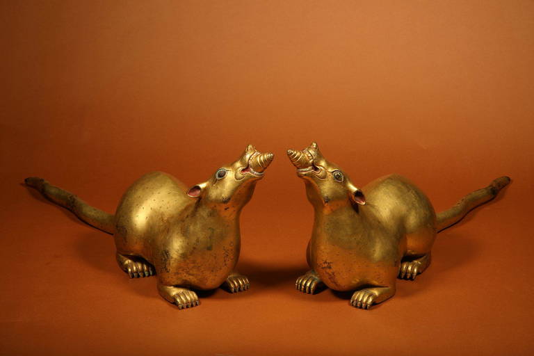 Chinese A Pair Of Bronze Gold Gilded Rats - Nov 05, 2021 | Dathan ...