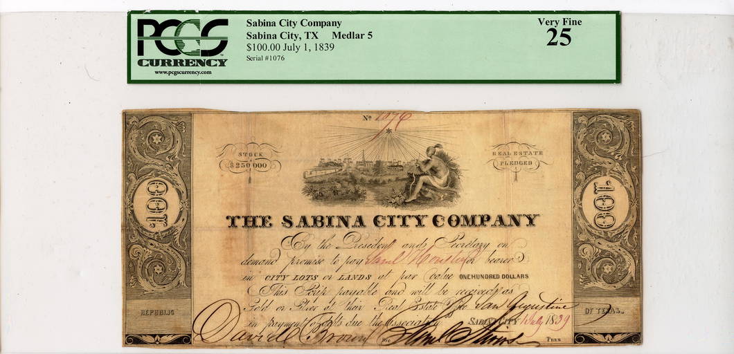 Sabina City Bond To Sam Houston
