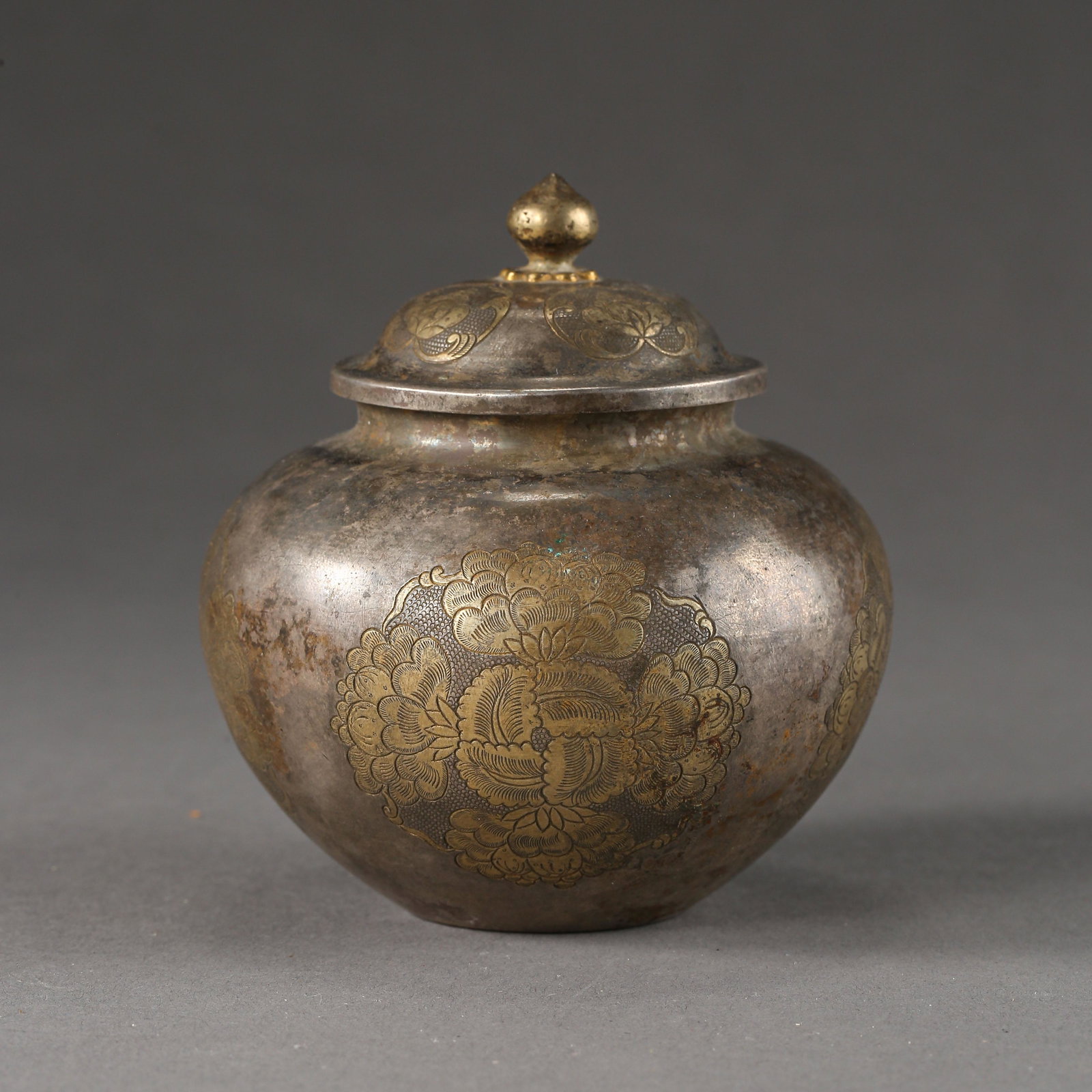 Tang Dynasty, Chinese Silver Pot Partial Gilted