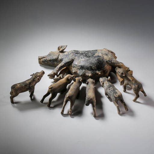 A Set Of Stone Pigs, Tang Dynasty, China