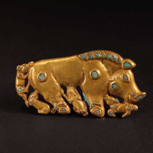 Chinese Tang Dynasty Pure Gold Medal Decoration