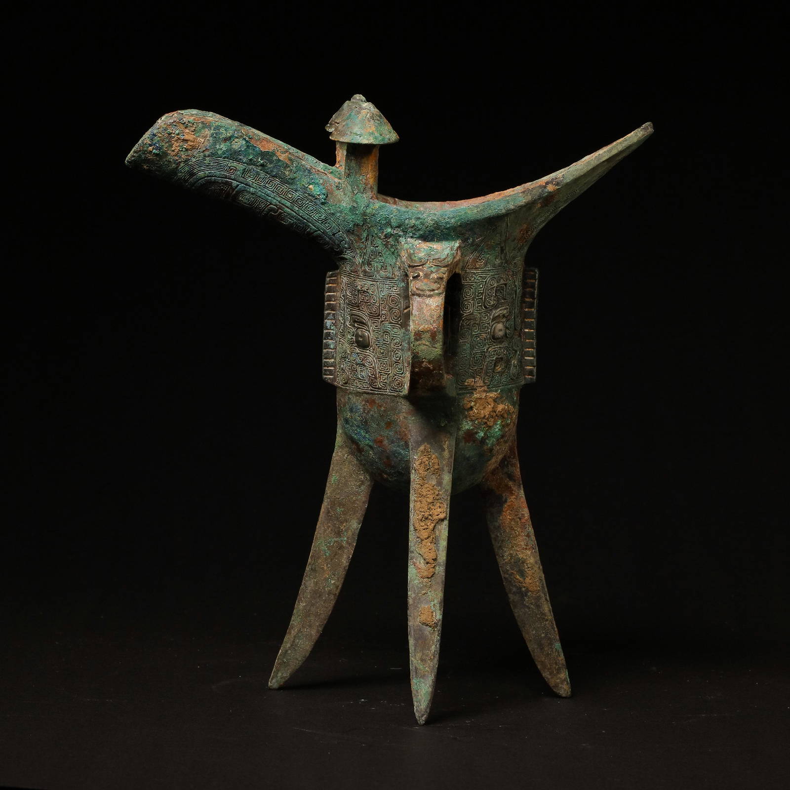 Chinese Bronze Jue Cup, Han Dynasty Auction