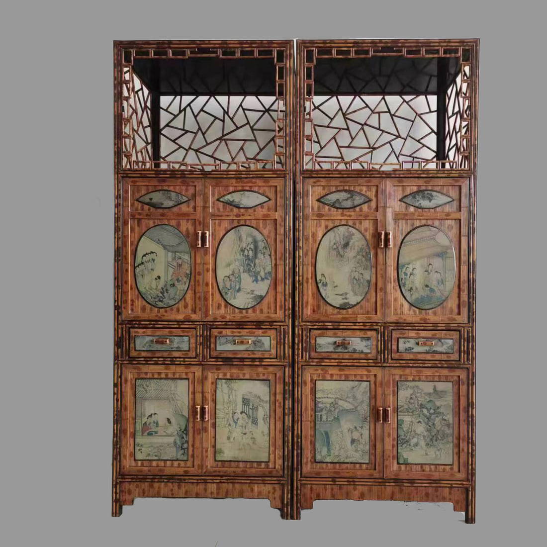 A Pair Of Chinese Qing Dynasty Xiang Fei Bamboo Cabinets Auction