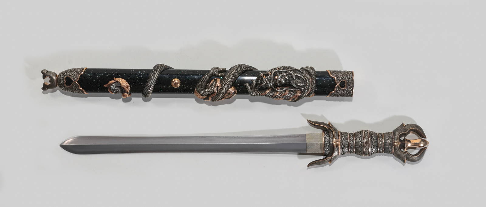 Chinese Qing Dynasty Acala Silver Sword Auction