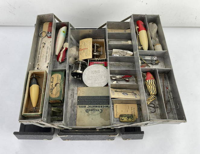 Vintage Fishing Tackle Box And Contents