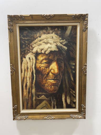 Jorge Braun Tarallo Indian Chief Oil Painting