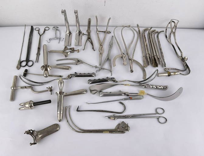 Collection Of Antique Surgical Birthing Tools