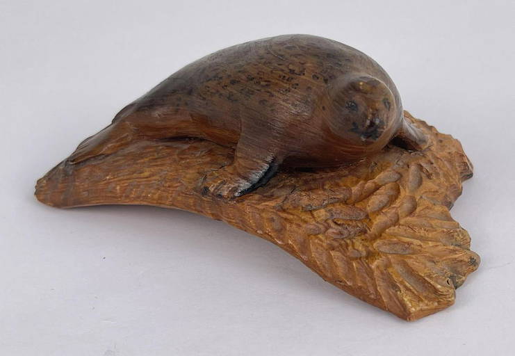 Alaskan Inuit Eskimo Carved Wood Seal