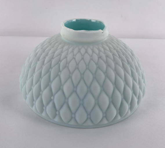 Antique Opalescent Blue Glass Lamp Shade
