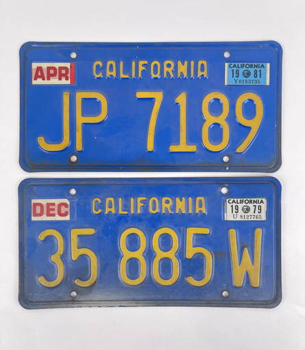 Blue And Yellow California License Plates