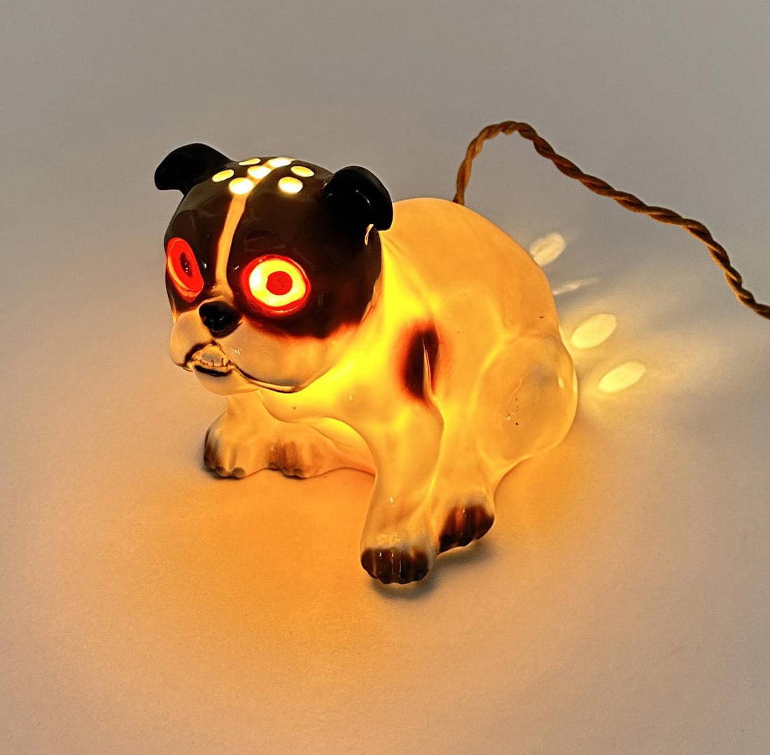 Antique Perfume Porcelain Bulldog Lamp Auction