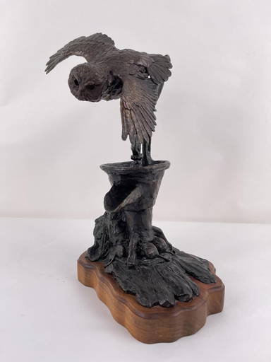 Joe Halko Owl In Flight Montana Bronze