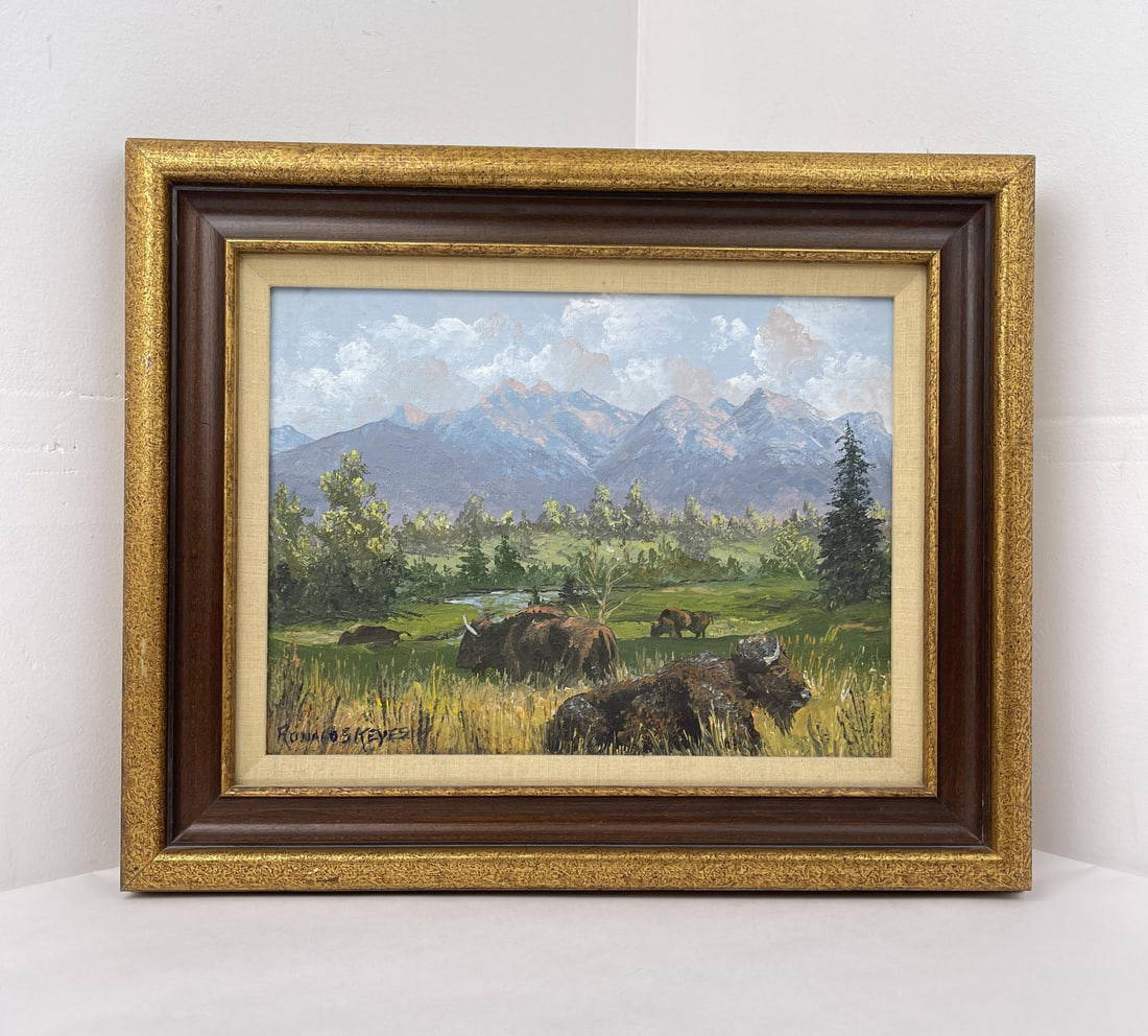 Ronald S. Keyes Buffalo Oil Painting Montana Auction