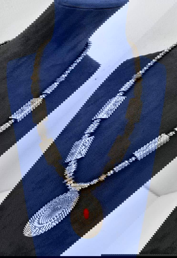 R. Wylie Sterling Silver Coral Concho Necklace Auction