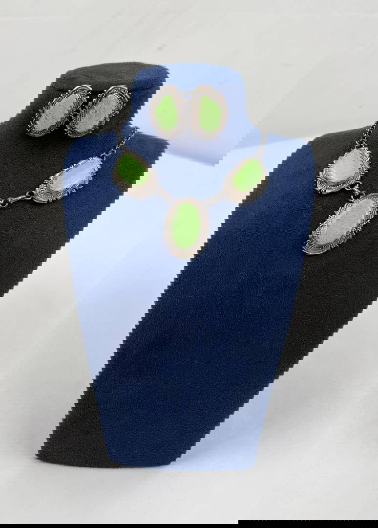 Jon Mccray Navajo Sterling Turquoise Necklace Set Auction