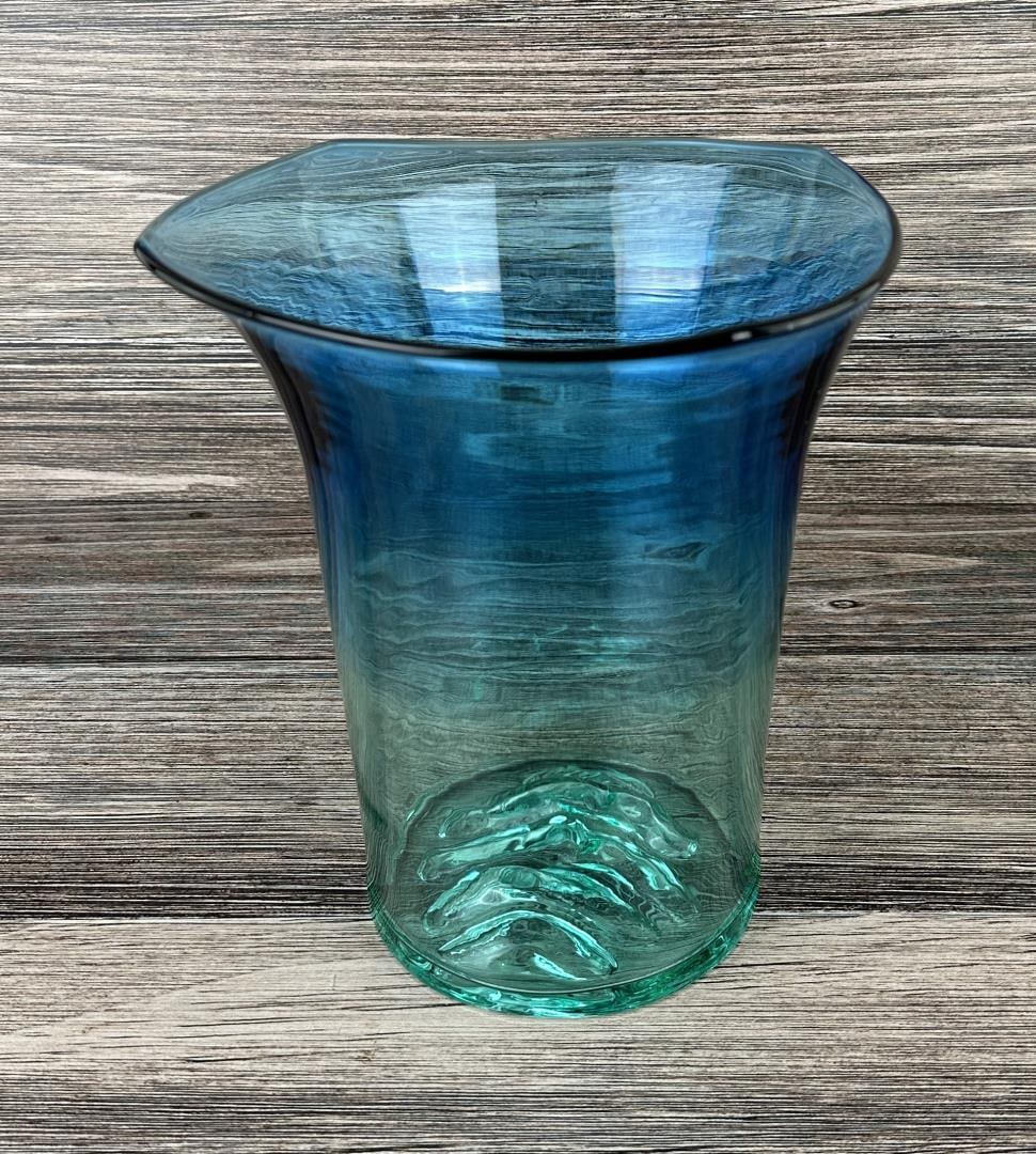 Don Shepard Blenko Glass Big Sky Blue Vase
