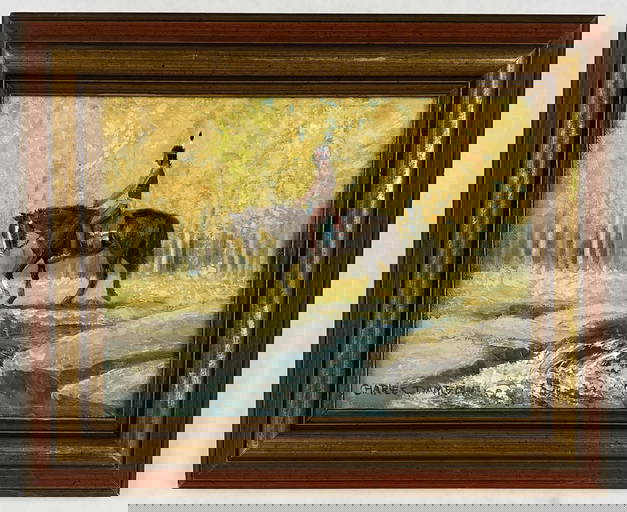 Charles Damrow Indian Warrior Oil Painting