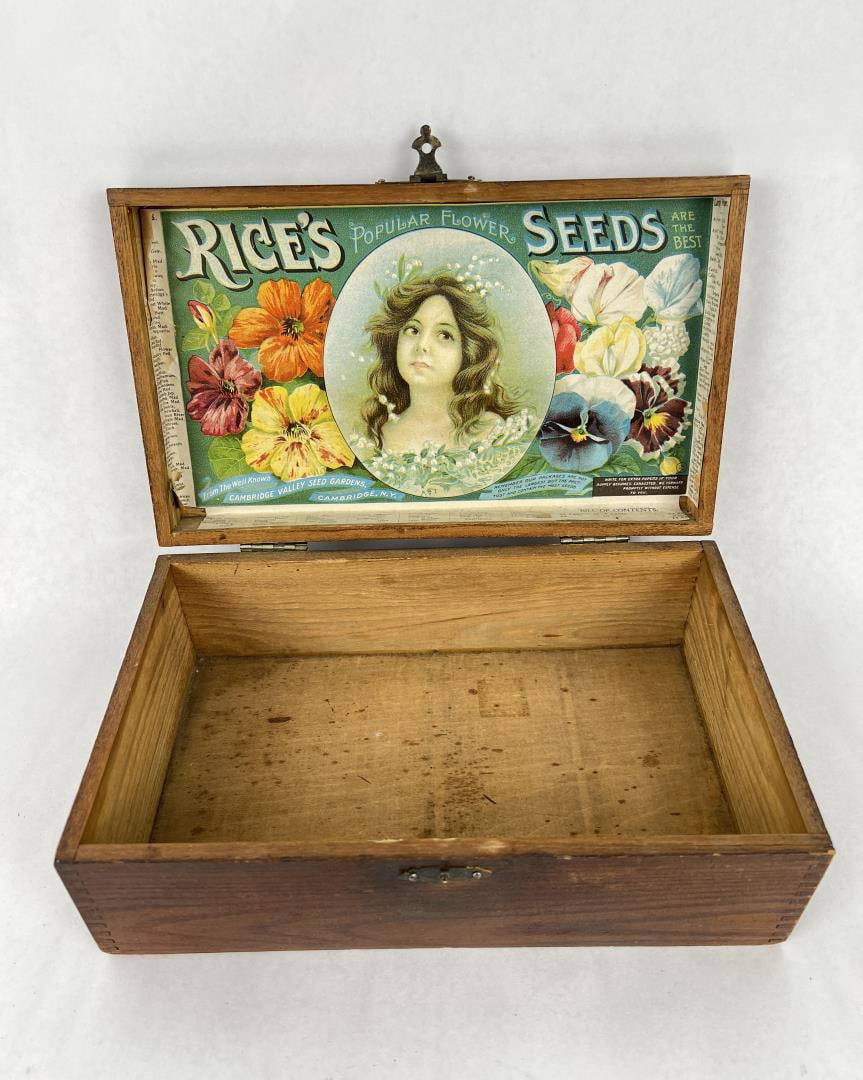 Antique Rice Popular Flower Seeds Box Auction