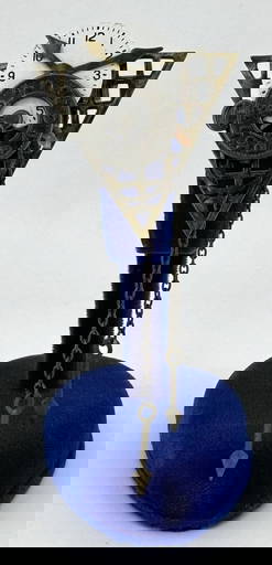 Mid Century Brutalist Steampunk Clock Face Brooch