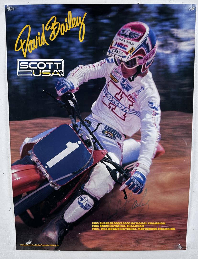 Scott Motocross David Bailey Poster Signed Auction