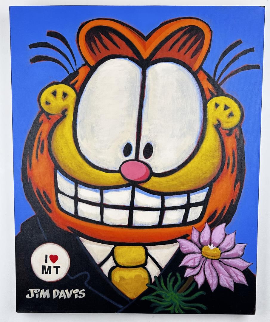 Jim Davis Garfield Oil On Canvas Painting Auction
