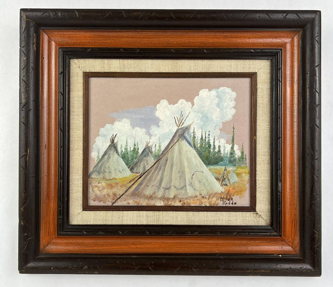 Miles Rodda Montana Indian Oil On Board Painting Auction