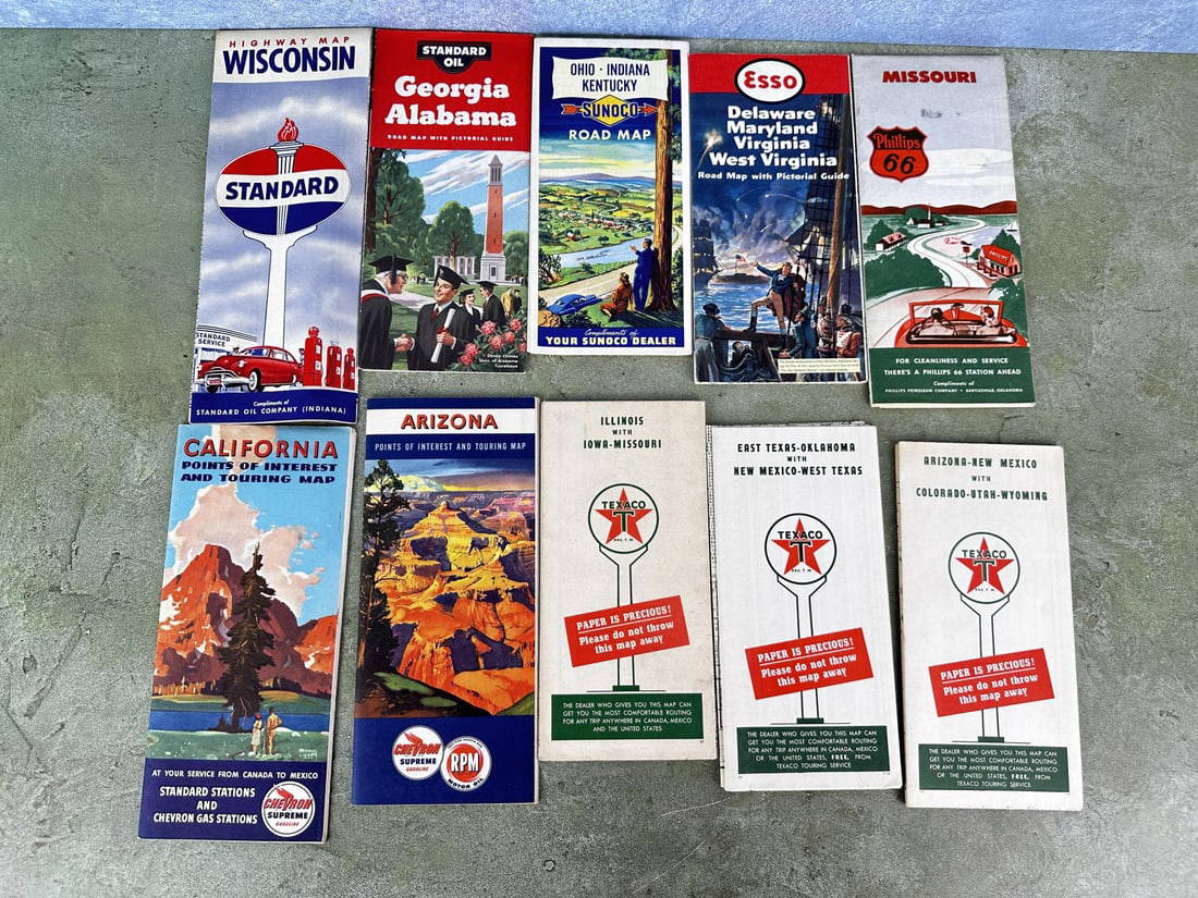 Vintage Gas Station Road Maps Auction