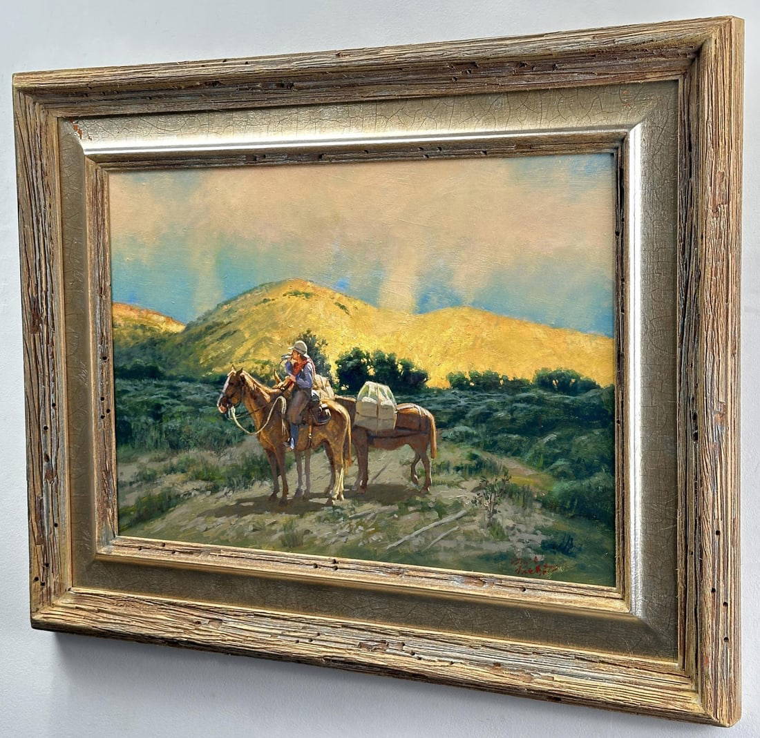 Don Prechtel Cowboy Oil On Board Painting Auction