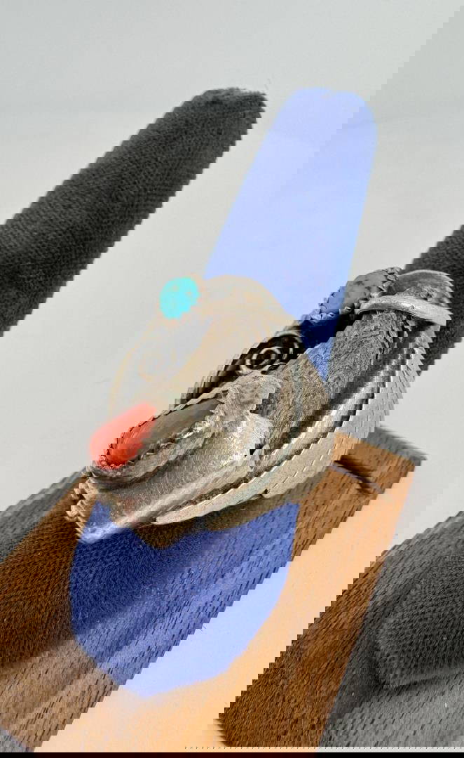 Navajo Sterling Silver Turquoise Bear Claw Ring Auction