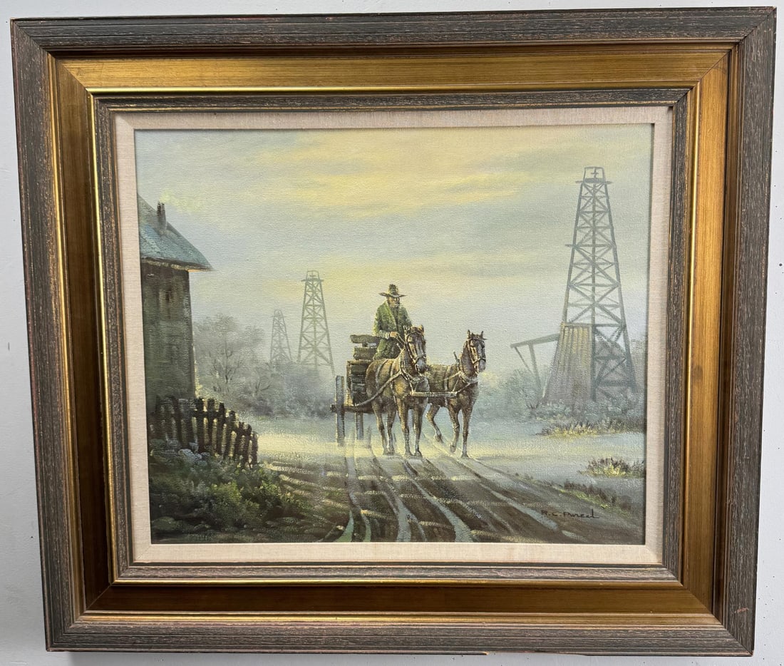Roy (rc) Purcell Texas Oil Derrick Painting Auction