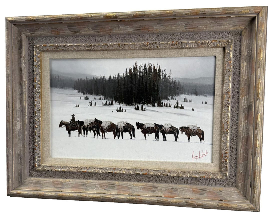 George Dee Smith Oil On Board Cowboy Painting Auction