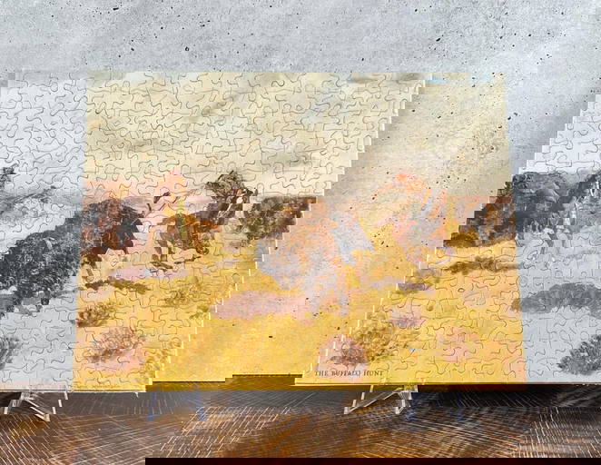 Antique Frederic Remington The Buffalo Hunt Puzzle