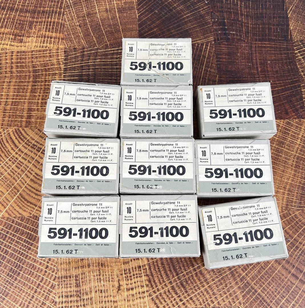 100 Rounds Of 7.5x55 Swiss Rifle Ammo Gp11 Auction