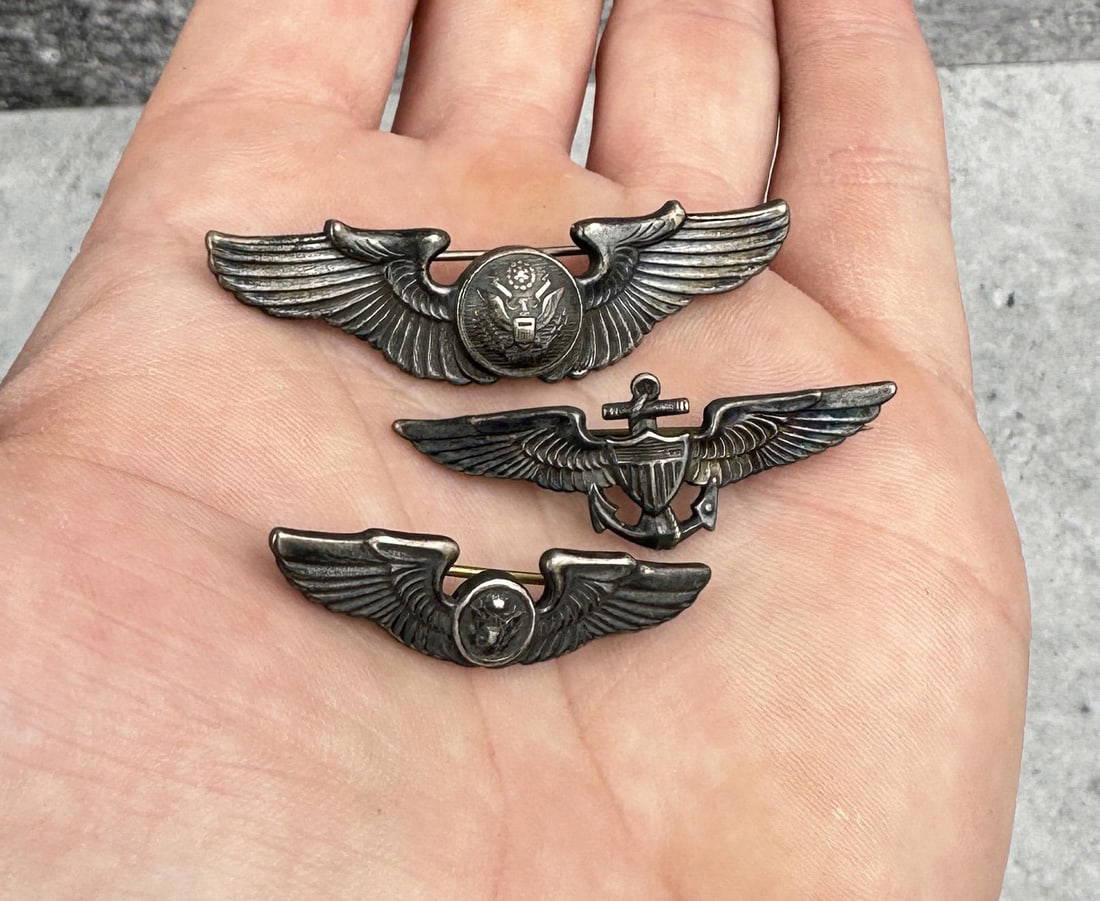 Ww2 Collection Of Sterling Silver Pilot Wings Auction