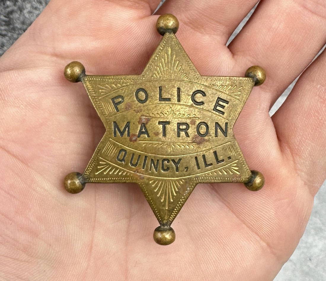 Antique Police Matron Quincy Illinois Badge Auction