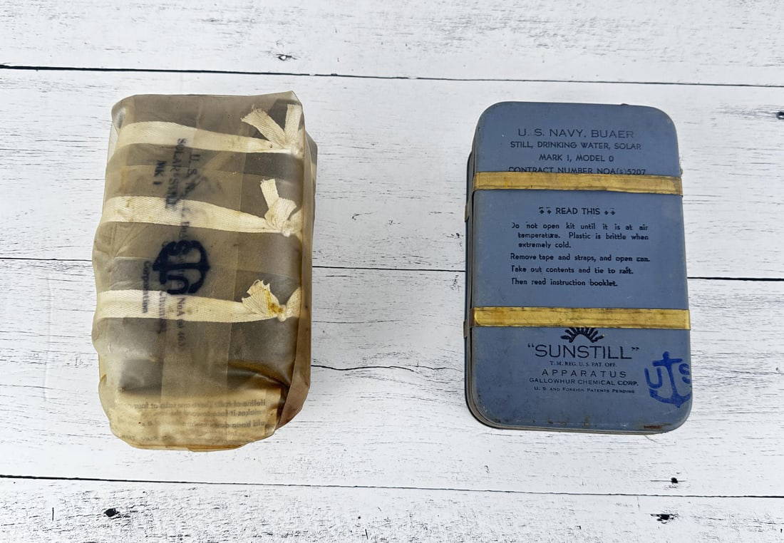 Ww2 Us Navy Pilot Solar Still Life Raft Kit Auction