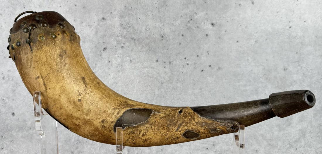 Antique Native American Indian Buffalo Powder Horn Auction