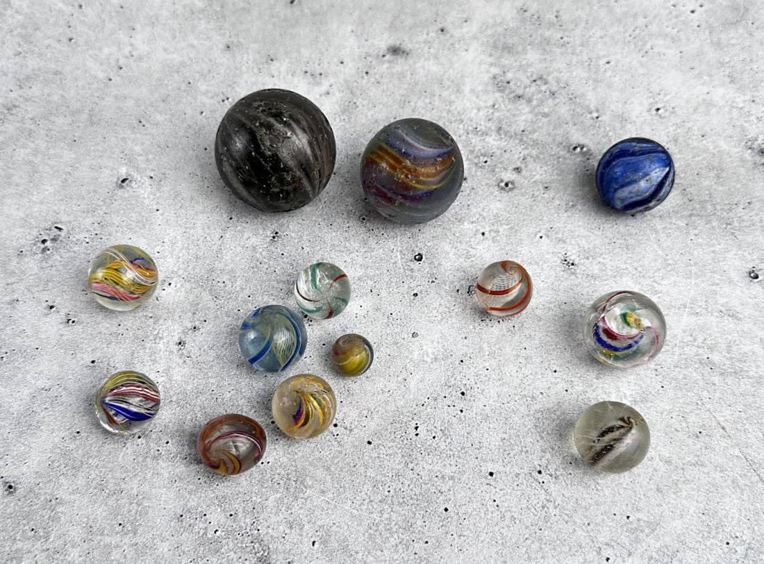 Antique German Blown Glass Swirl Marbles Auction