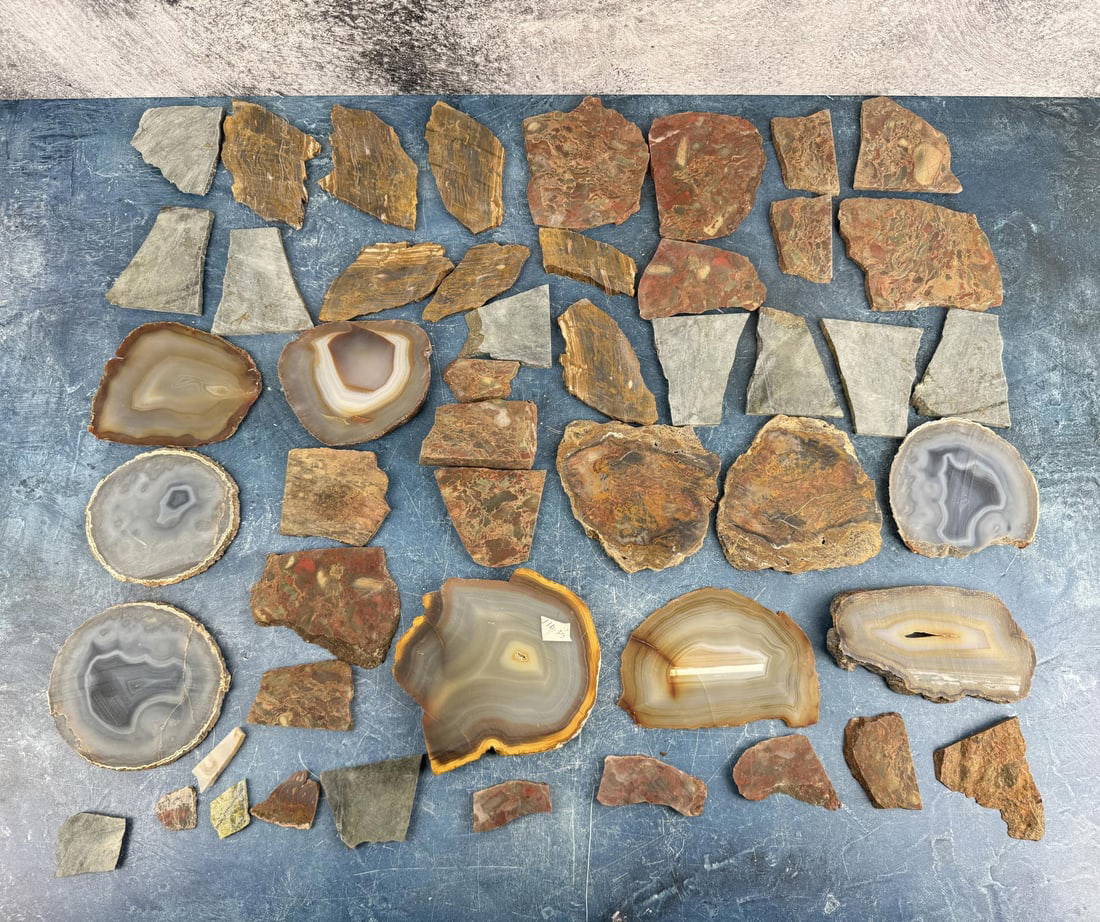 Collection Of Lapidary Material Mineral Slabs Auction