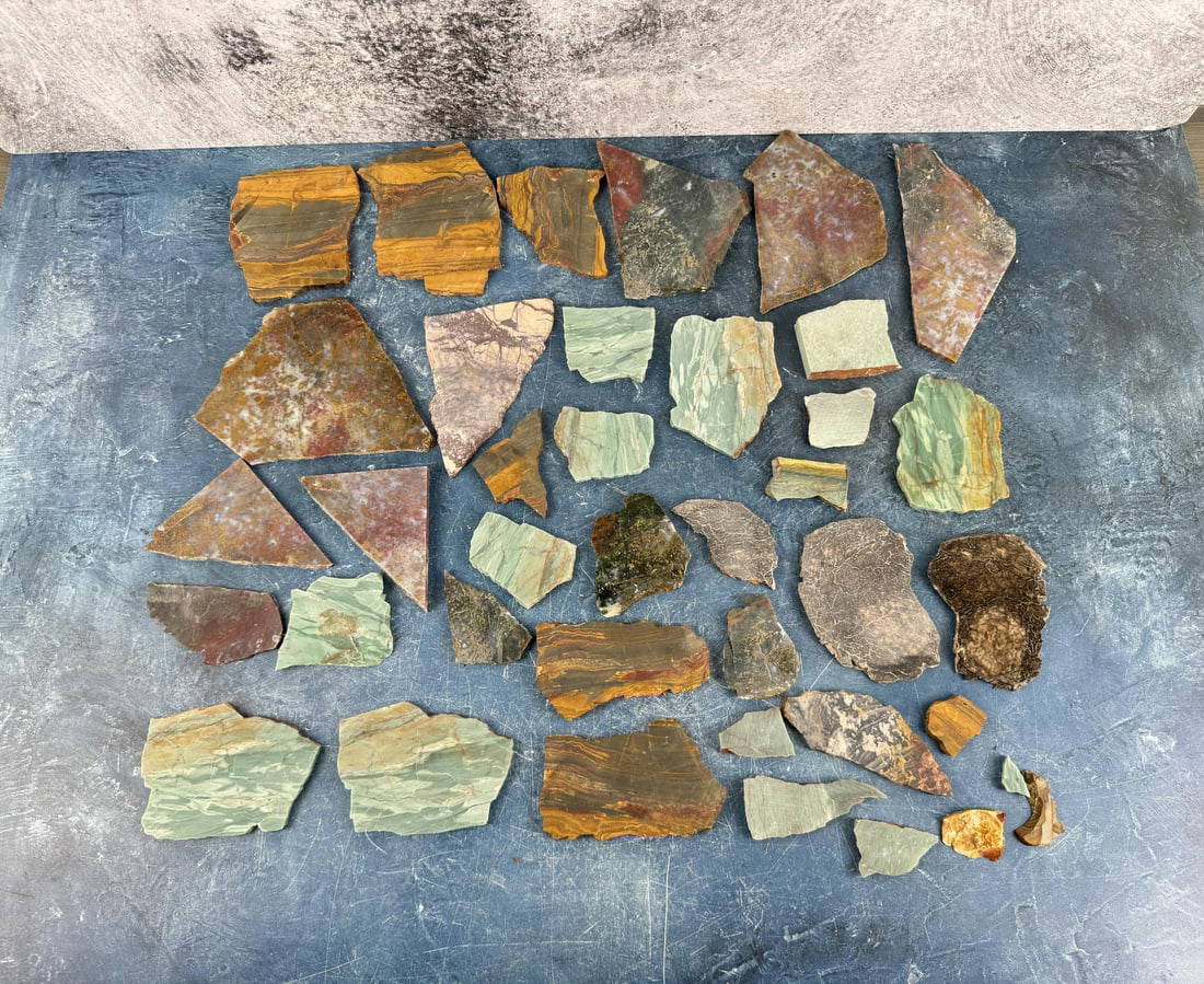 Collection Of Lapidary Material Mineral Slabs Auction