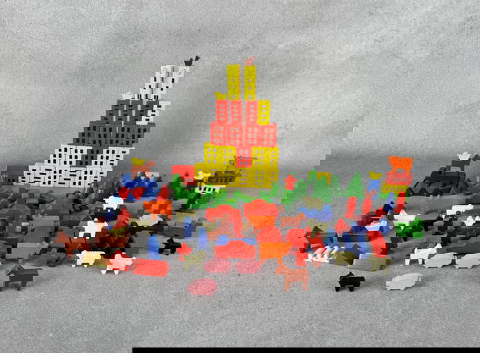 German Wood Blocks Farm Playset