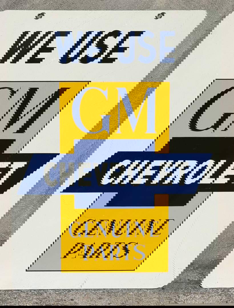 We Use Gm Genuine Parts Chevrolet Dealer Sign Auction
