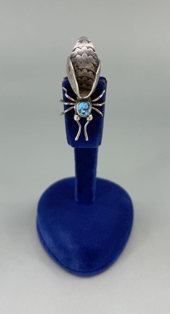 Navajo Sterling Silver Turquoise Fly Brooch Auction