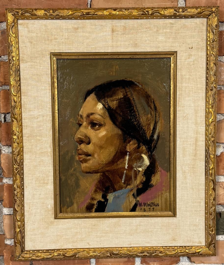William Whitaker Jr Shoshone Woman Painting Auction
